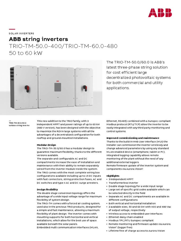 Abb Trio-Tm-50.0 KW | PDF | Direct Current | Power Inverter