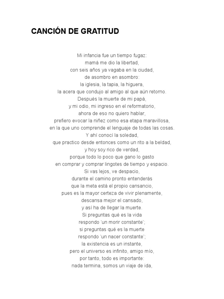 Canción de Gratitud | PDF
