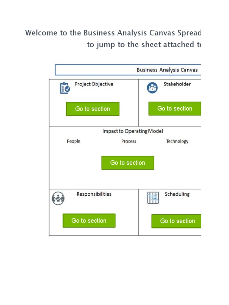 Business Analysis Canvas Spreadsheet | PDF Business Analysis Canvas Spreadsheet | PDF