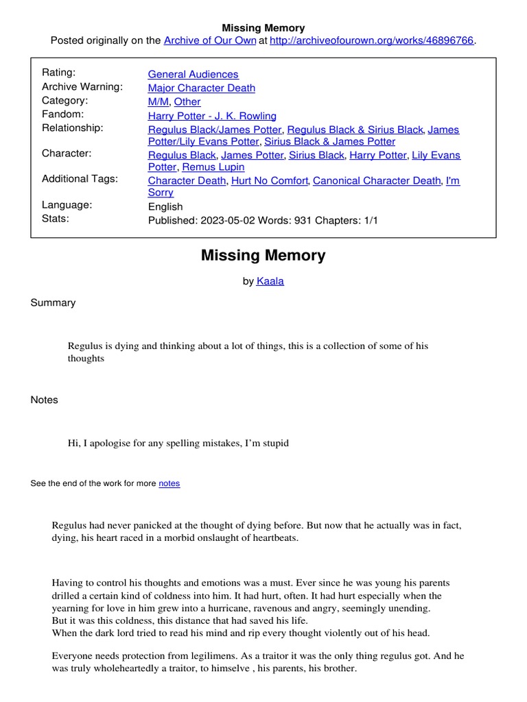 Missing Memory | PDF | Harry Potter