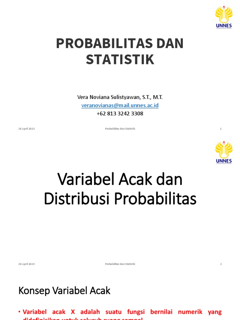 Probabilitas Dan Statistik Pertemuan 3 | PDF