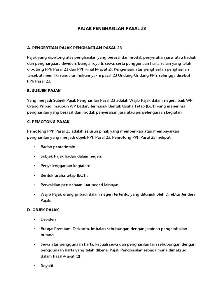 Rangkuman PPH Pasal 23 & 26 | PDF