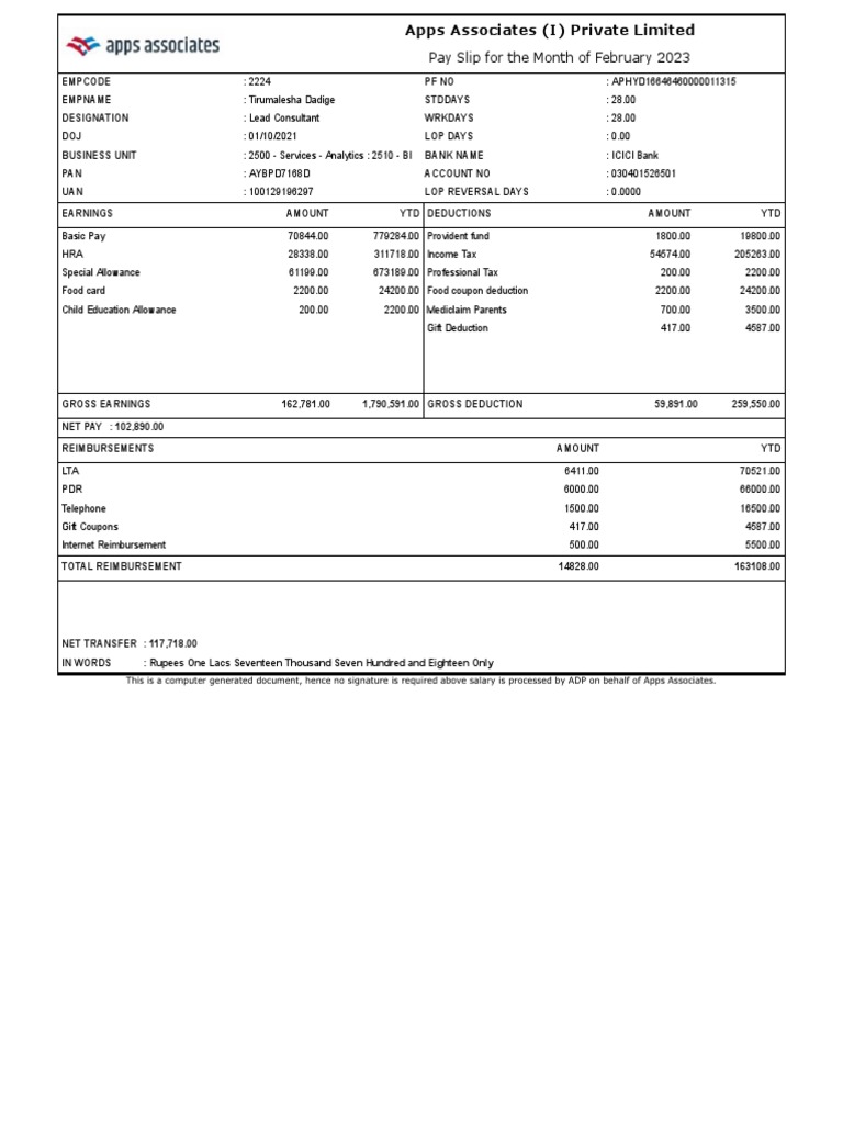 Pay Slip Details | PDF | Government Finances | Taxes