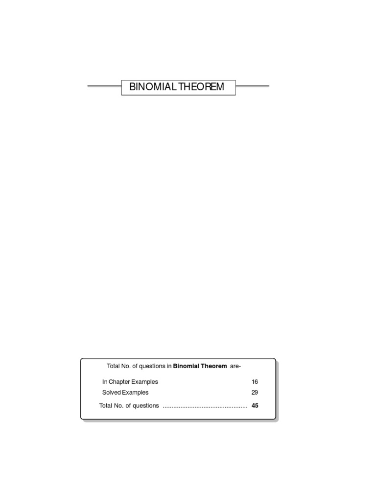 3 Binomial Theorem Theory Module 1 Pdf Complex Analysis Mathematical Analysis