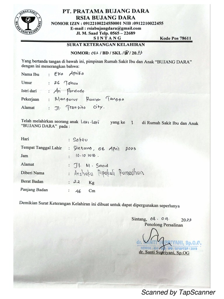 Surat Keterangan Kelahiran_Ari Pardede | PDF