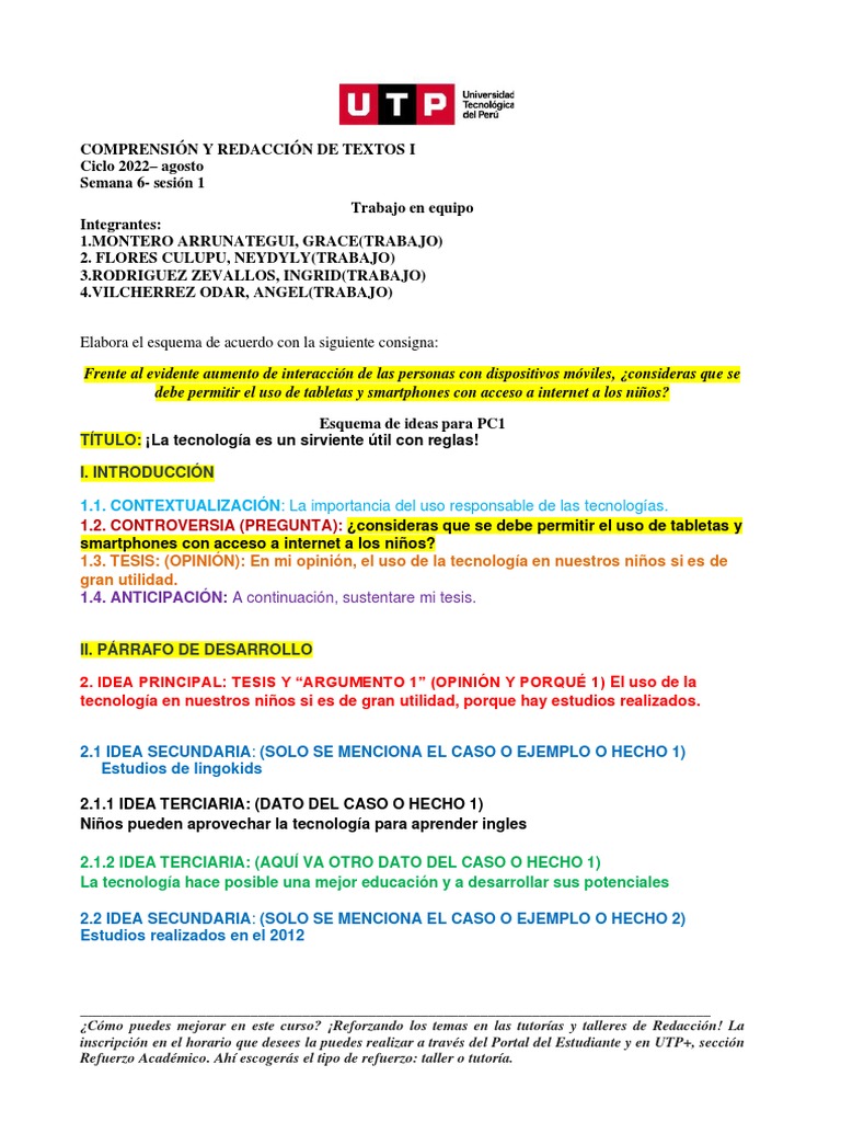 UTP S06.s1 CRT1 (Material de Actividades) Esquema de PC1 | PDF