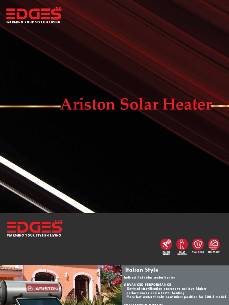 Ariston Solar Water Heater Overview | PDF | Water Heating | Home Appliance
