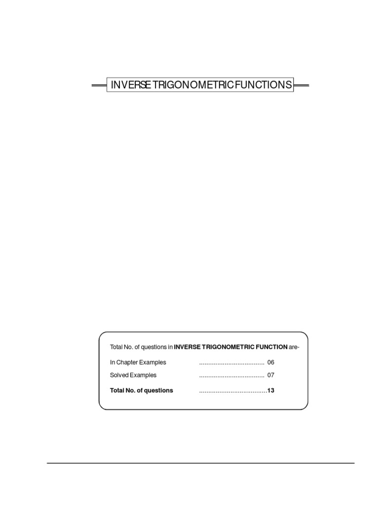 4. Inverse Trigonometric Function (Theory) Module-2 | PDF | Trigonometric Functions | Function ...