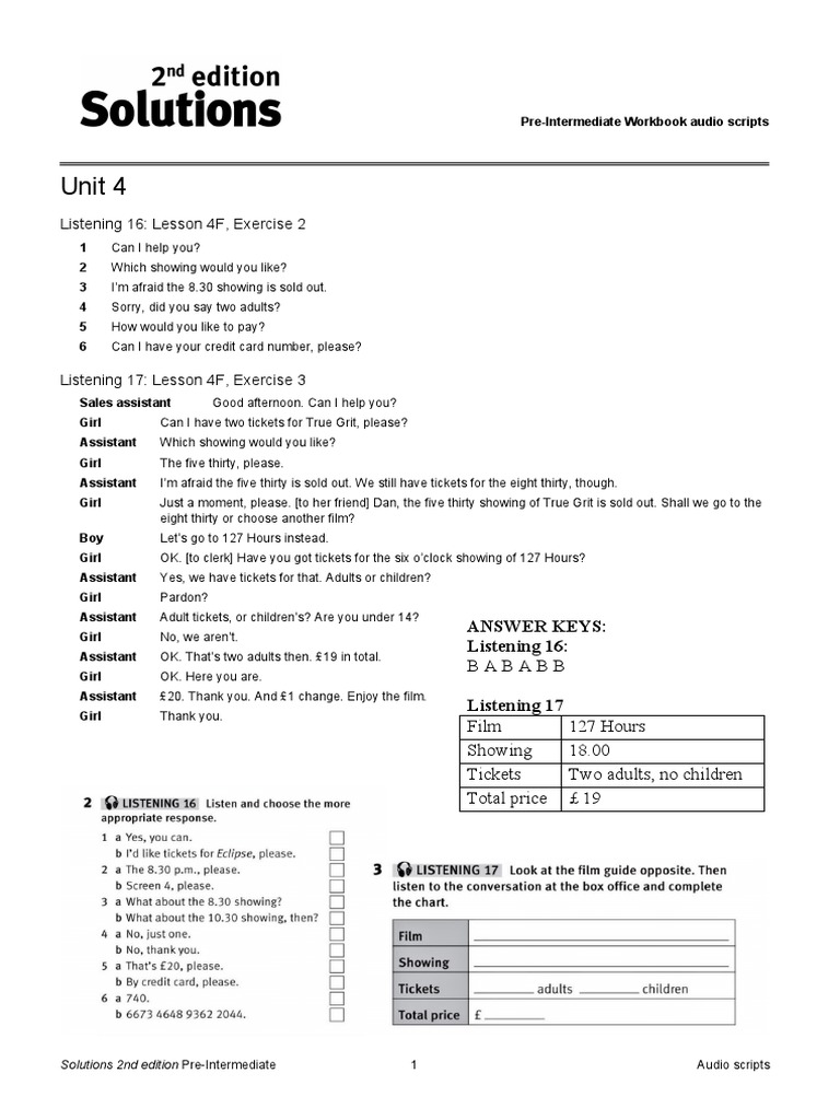 Audio Script + Keys | PDF