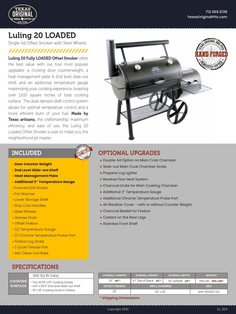 The Luling 20 LOADED Offset Smoker: A High-Performance Smoker with ...