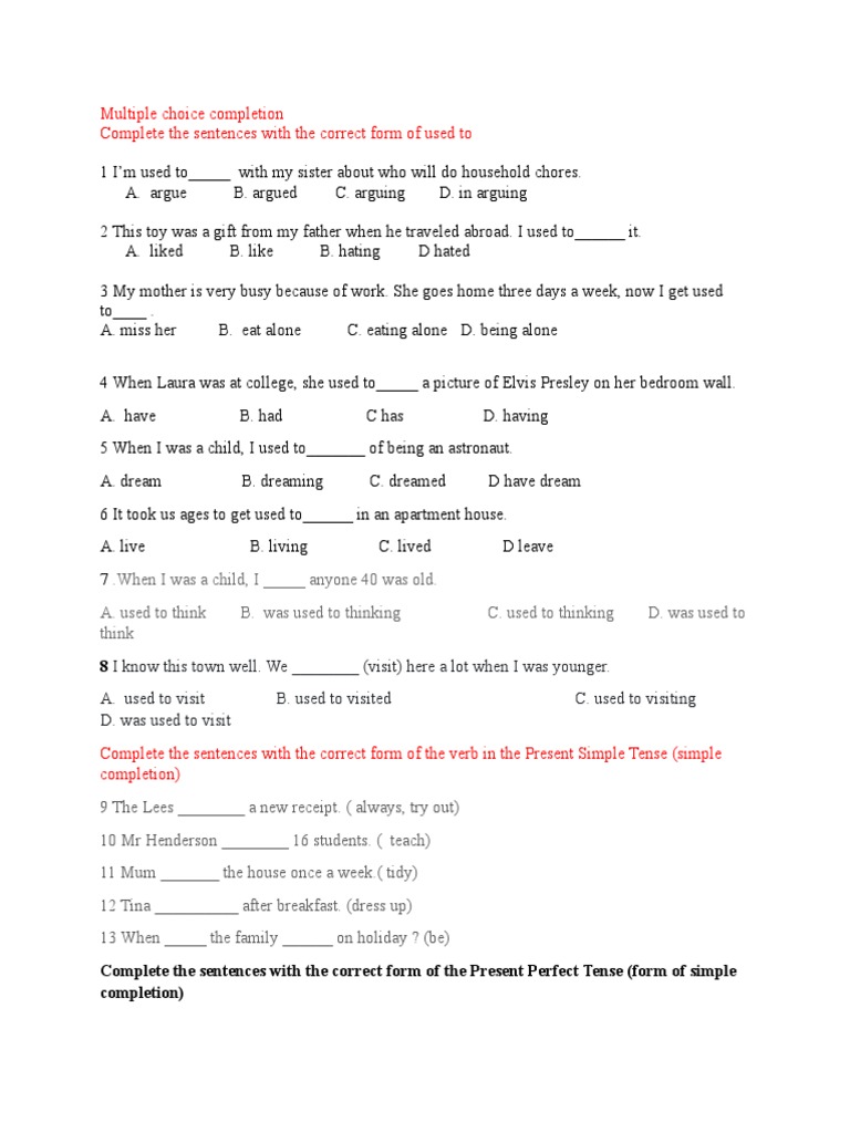 Multiple Choice Completion | PDF