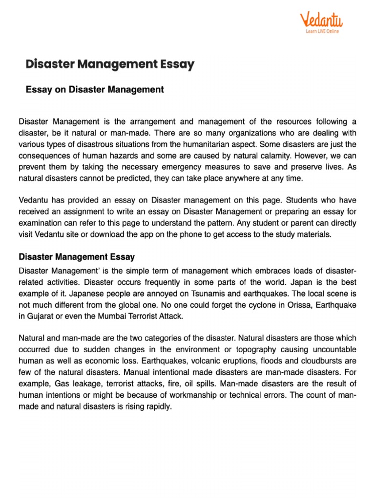 Disaster Management Essay | PDF