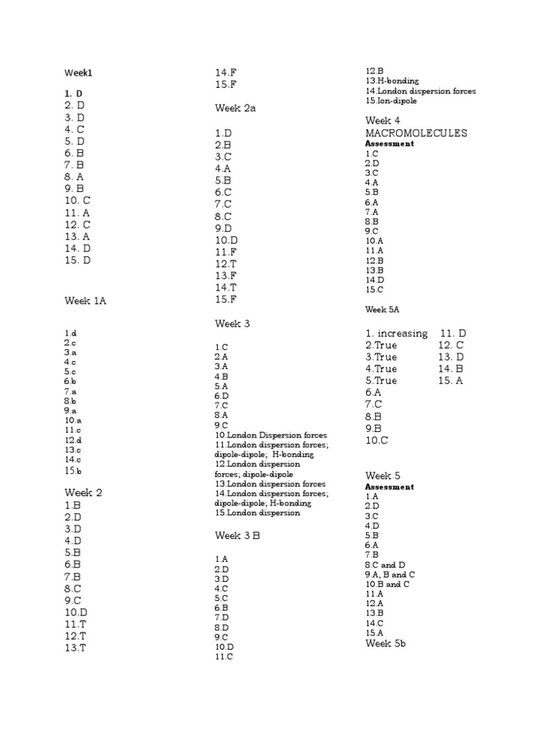 Answer Key Physical Science 11 w1-w4 | PDF