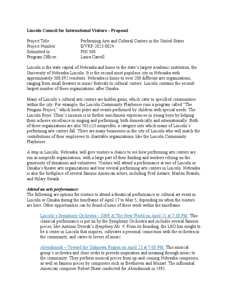 Performing Arts Proposal | PDF | Performing Arts