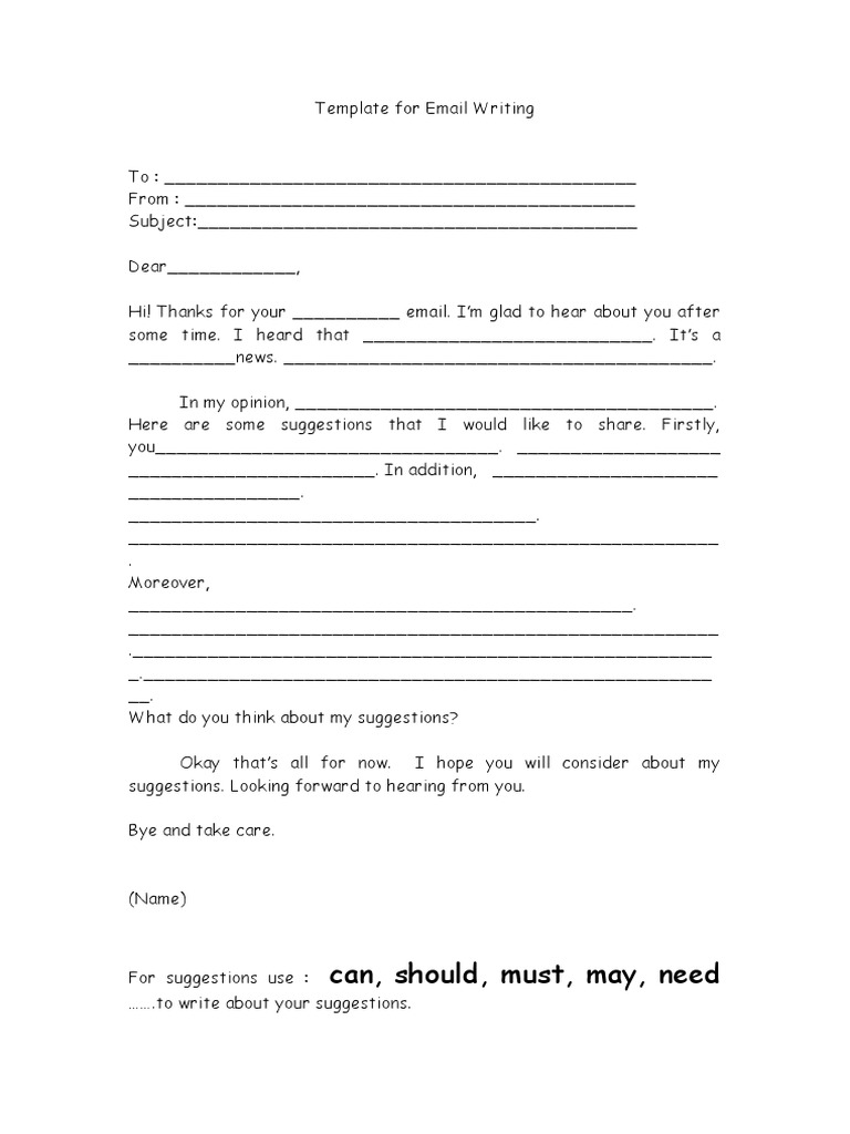 Email Writing Template Worksheet | PDF | Career & Growth | Computers