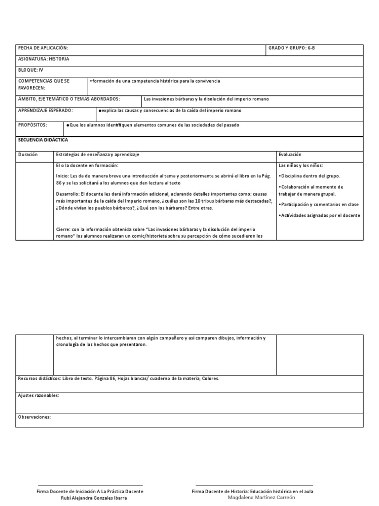 Historia Plan Caida Imperio | PDF | Maestros | Evaluación