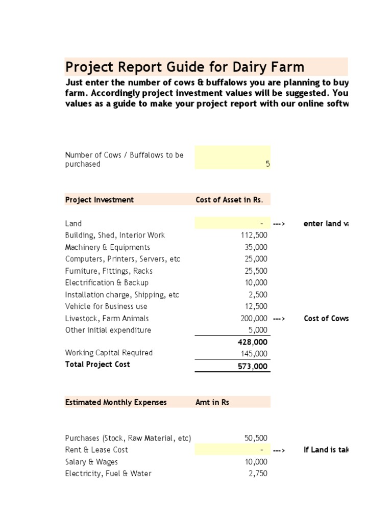 Dairy Farm Cost Calculator | PDF
