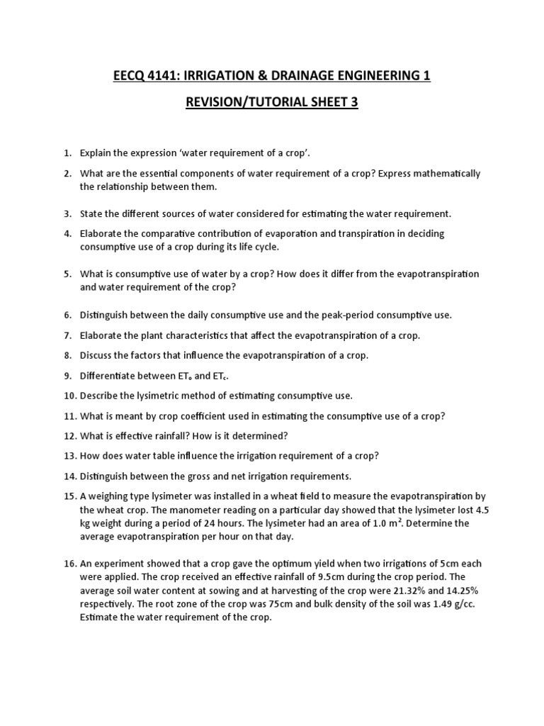 Eecq 4141 Tutorial Sheet 3 | PDF