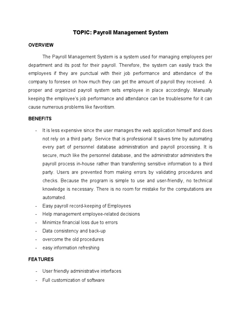 Payroll Management System Database Project | PDF | Payroll | Databases