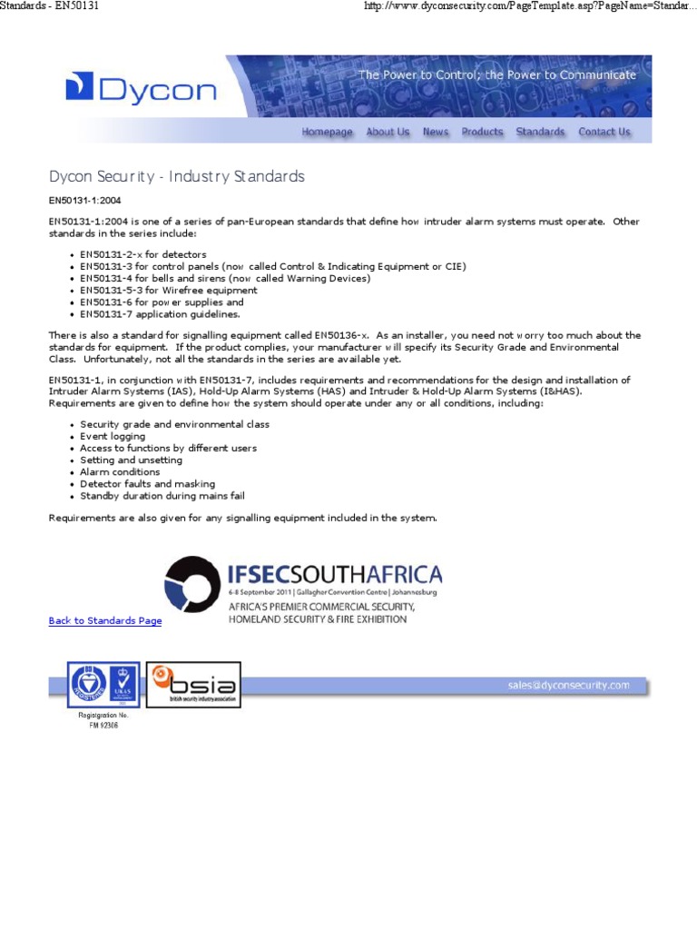 Standards - En50131 | PDF