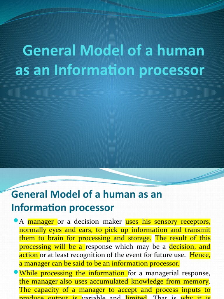 General Model of A Human As An Information Processor | PDF