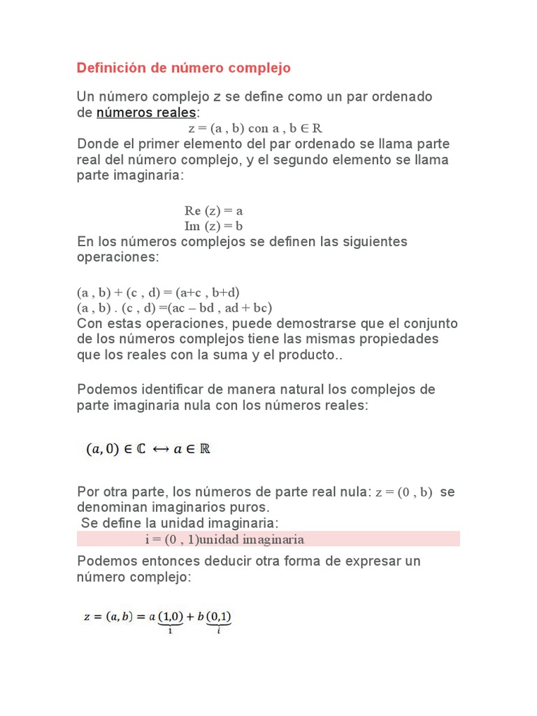 Definición de Números Complejos | PDF | Número complejo | Aritmética
