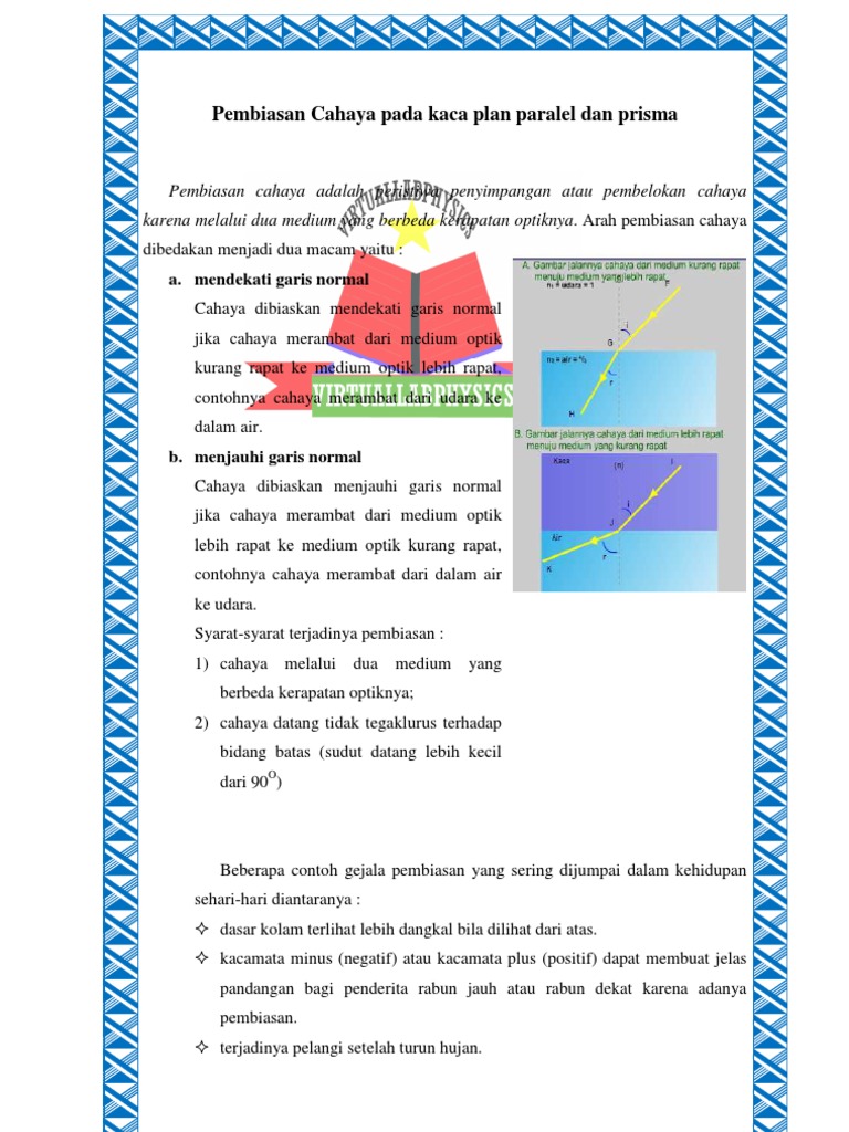 Pembiasan Cahaya Pada Kaca Plan Paralel Dan Prisma | PDF | Metode ...
