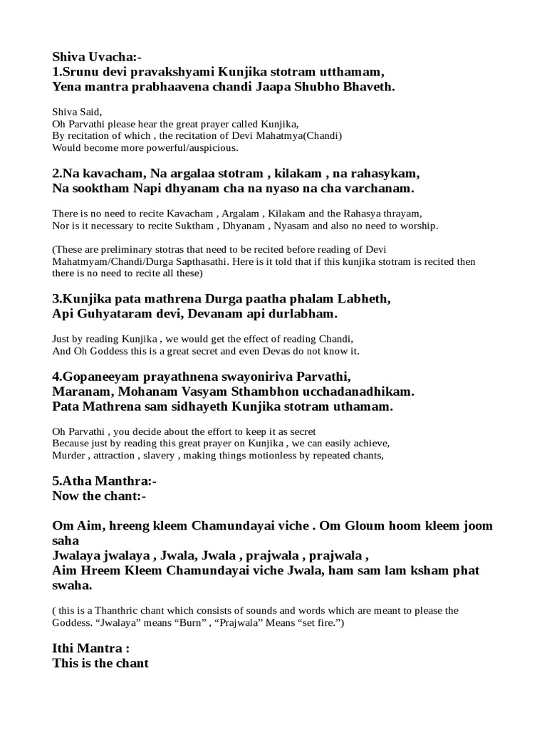 Kunjika Stotra SY | PDF | Mantra | Shiva