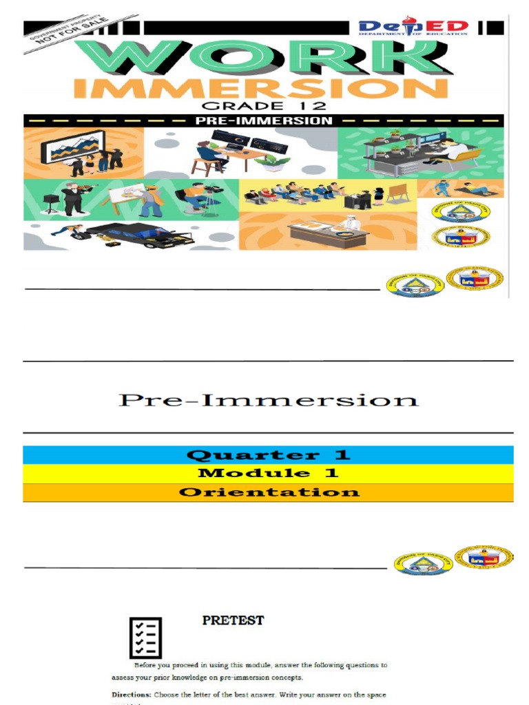 Work Immersion Module 1 | PDF