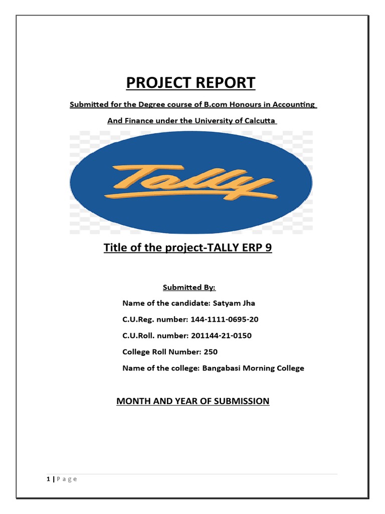 Tally PROJECT REPORT - Edited | PDF | Enterprise Resource Planning | Banks