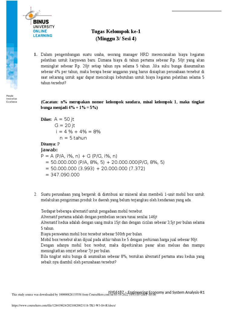 Tugas Kelompok Ke-1 (Minggu 3/ Sesi 4) | PDF | Bisnis