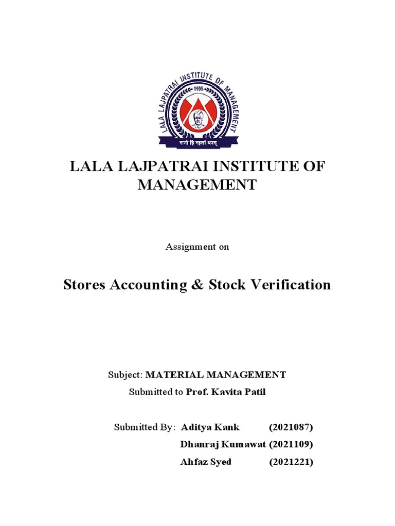 STORES ACCOUNTING and STOCK VERIFICATION | PDF | Inventory | Business