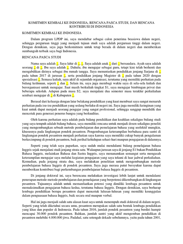 Contoh Esai Pendaftaran LPDP | PDF