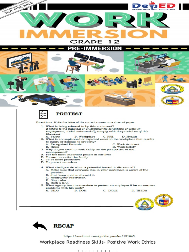 Work Immersion Module 3 | PDF