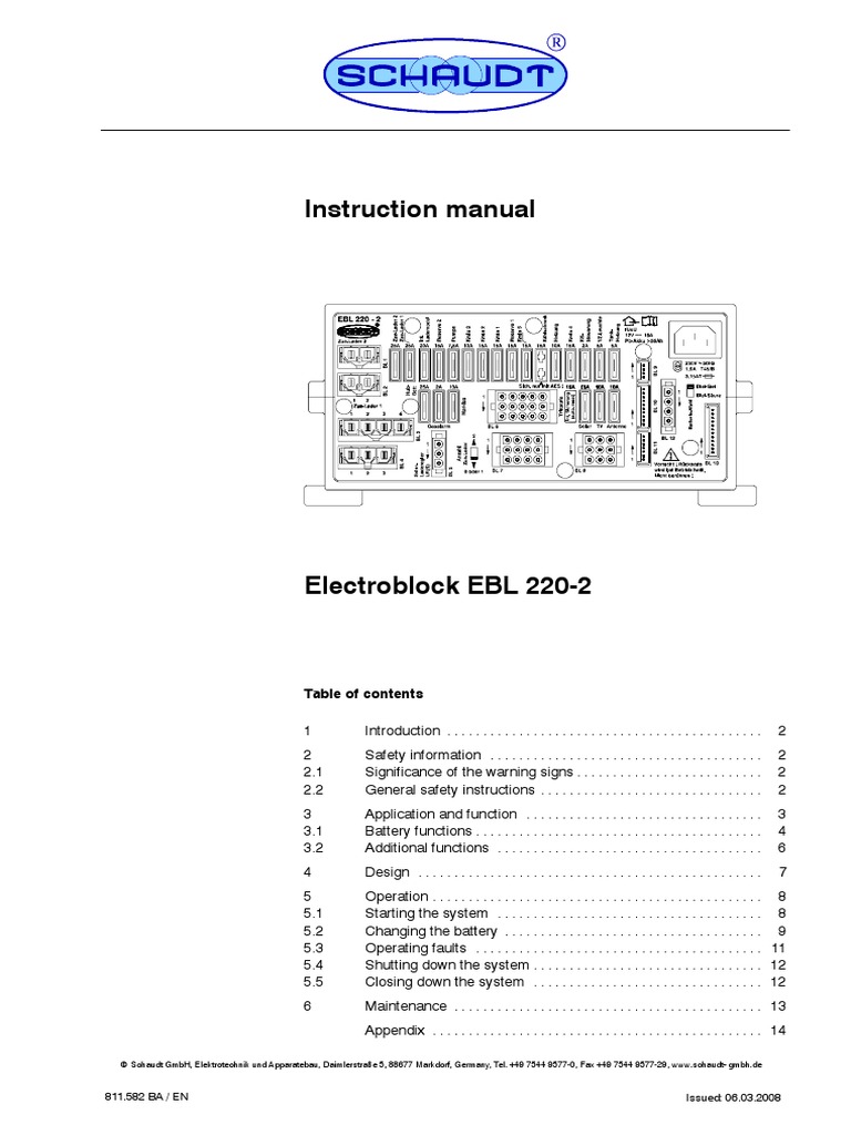 Schaudt Electroblock EBL220-2 Ingles | PDF | Battery Charger | Fuse (Electrical)