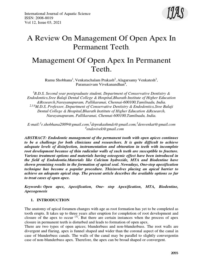 Management of Open Apex | PDF | Clinical Medicine | Health Sciences