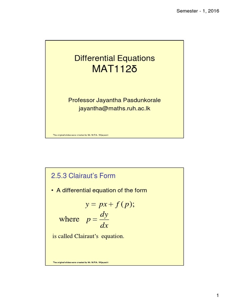 Differential - Equations Lecture Notes 05 PDF | PDF | Equations ...