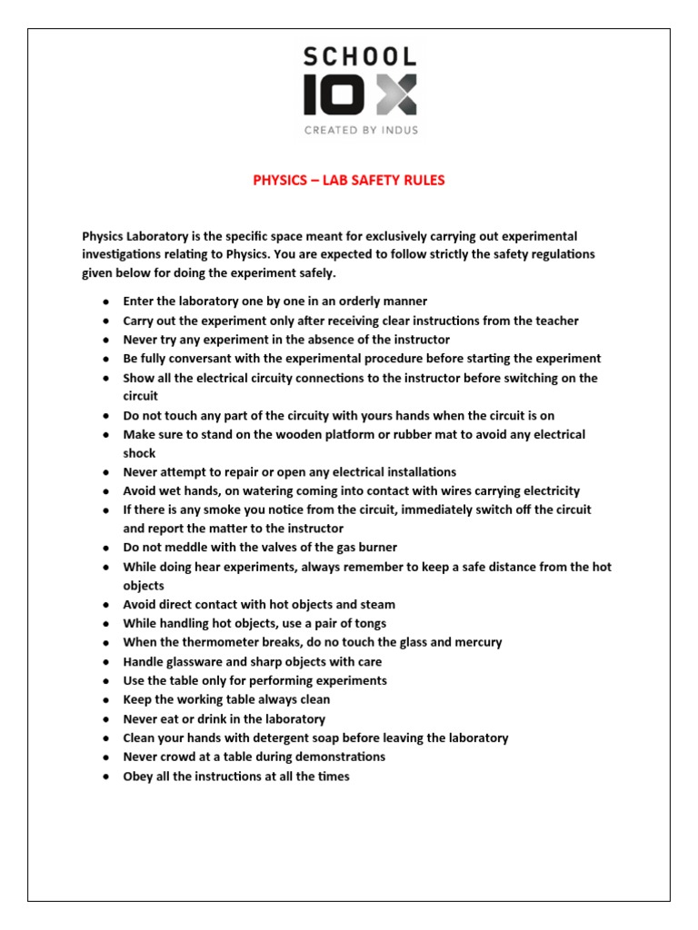 Physics Lab Safety | PDF