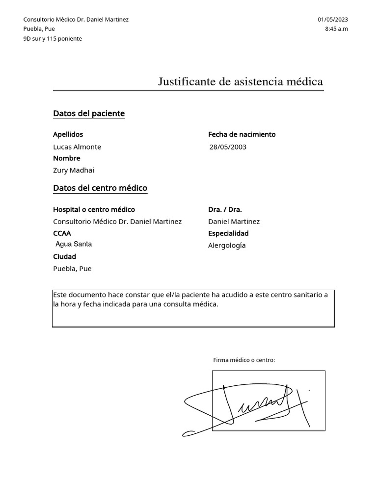 Justificante Medico PDF | PDF | Relaciones personales, crianza y desarrollo personal | Ciencia y ...
