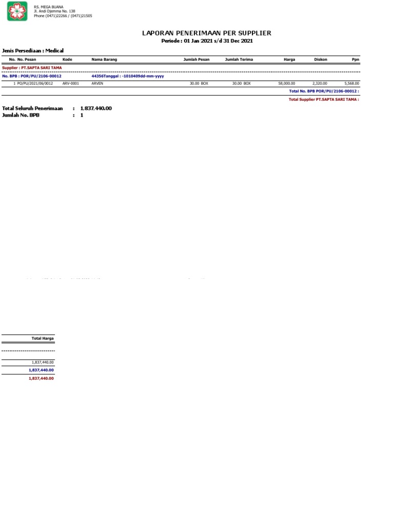 Purchase Order Receive | PDF