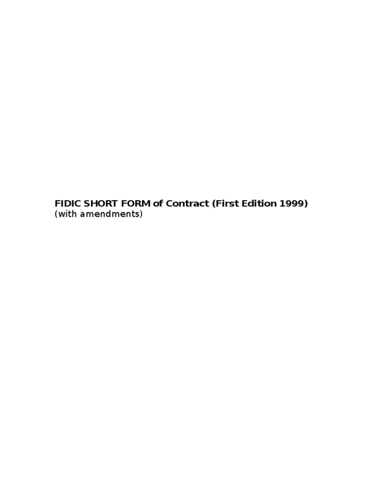 Fidic Contract Pdf Arbitration General Contractor