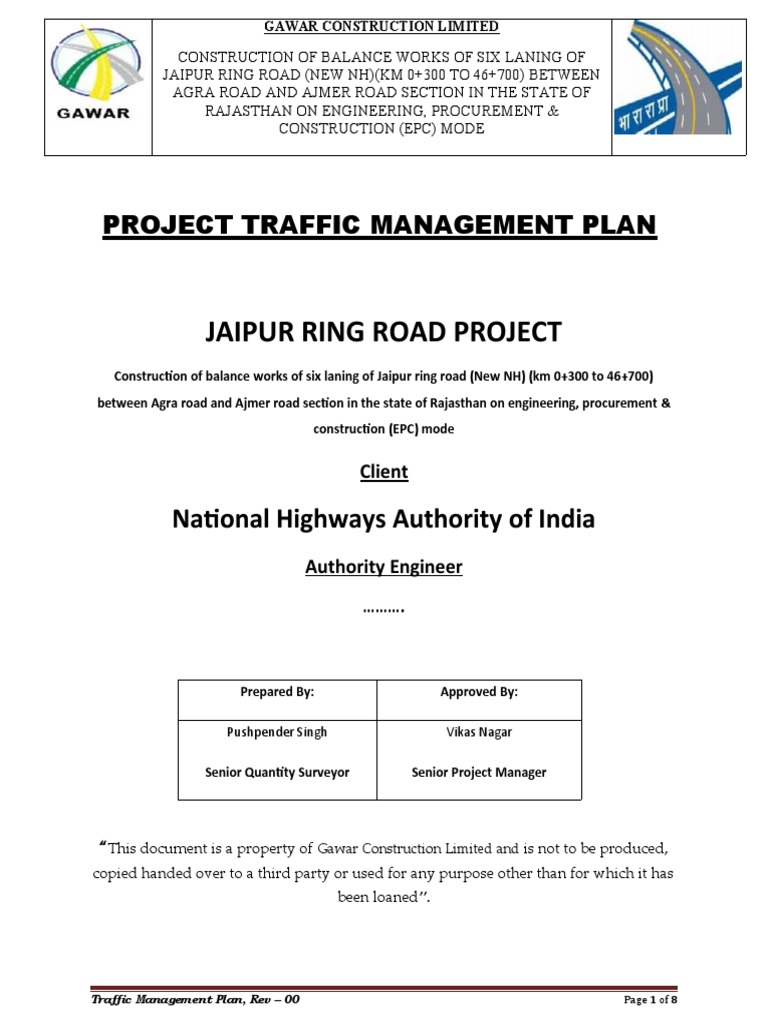Traffic Management Plan Jaipur | PDF | Traffic | Road