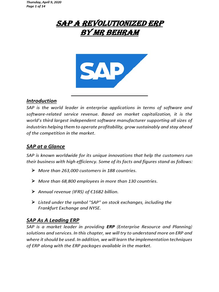 1.-Sap Erp | PDF | Enterprise Resource Planning | Business