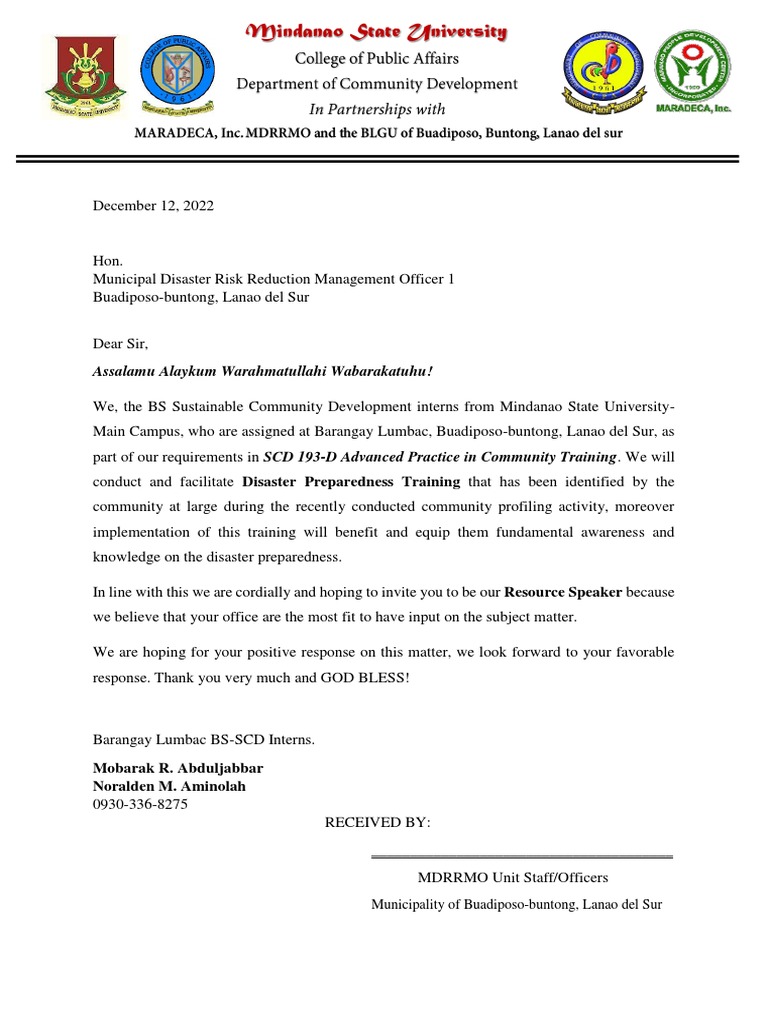 Courtesy Letter in Mdrrmo | PDF | Business | Career & Growth