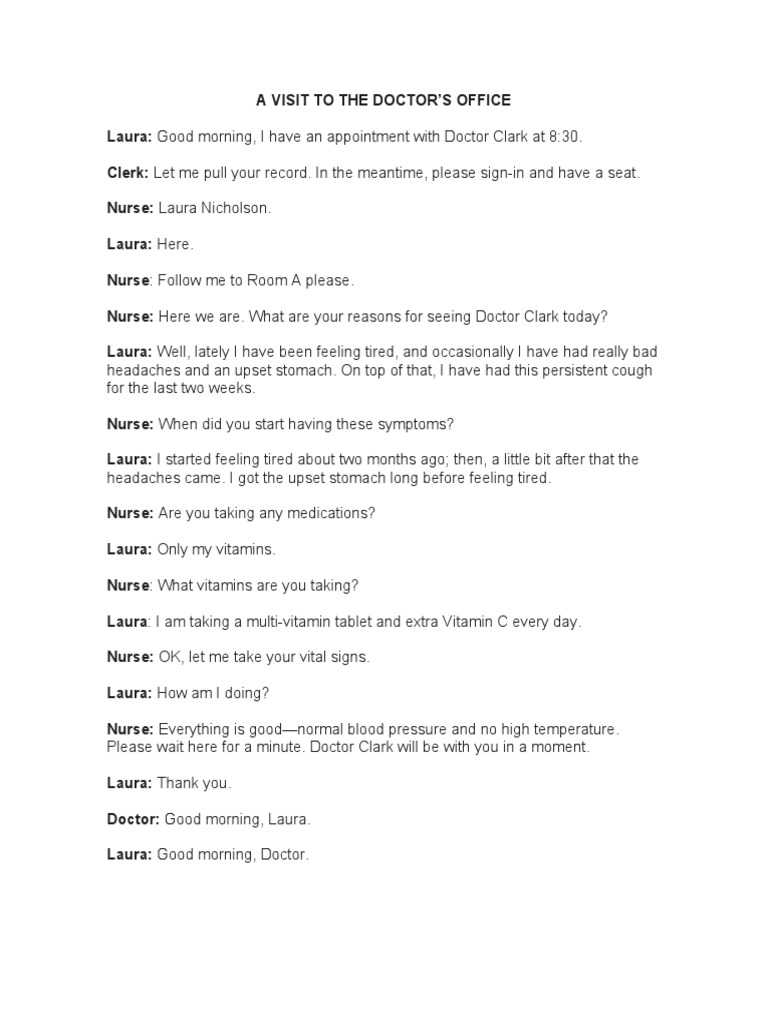 A VISIT TO THE DOCTOR - ENFERMERIA | PDF | Insomnia | Physical Examination