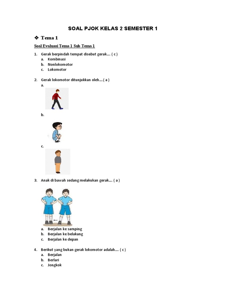 SOAL PJOK KELAS 2 SEMESTER 1 | PDF