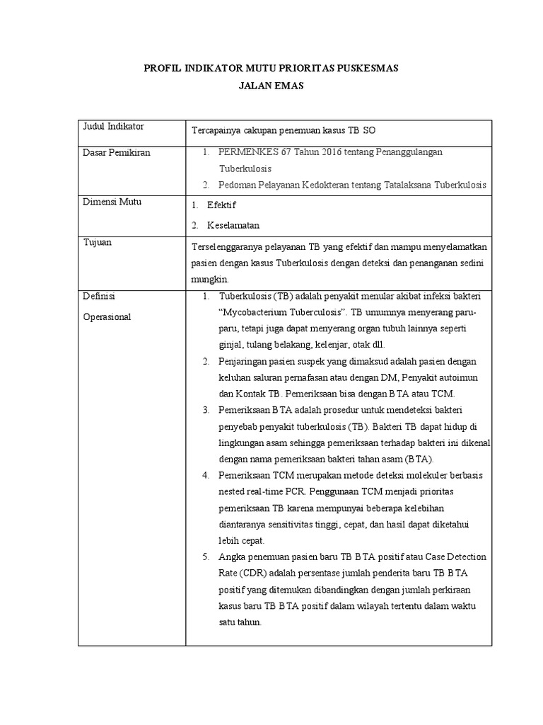 Profil Indikator Cakupan Penemuan Kasus TB So | PDF