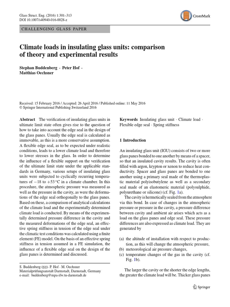 Climate Loads in Insulating Glass Units: Comparison of Theory and ...