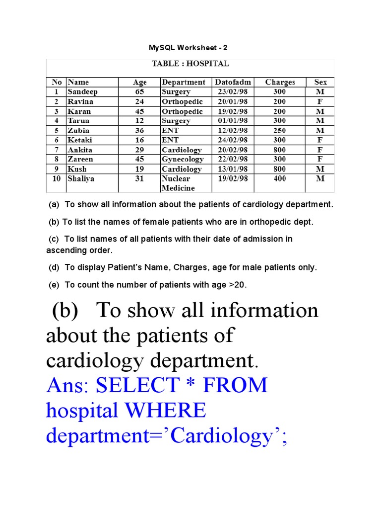 MySQL Worksheet2 | PDF