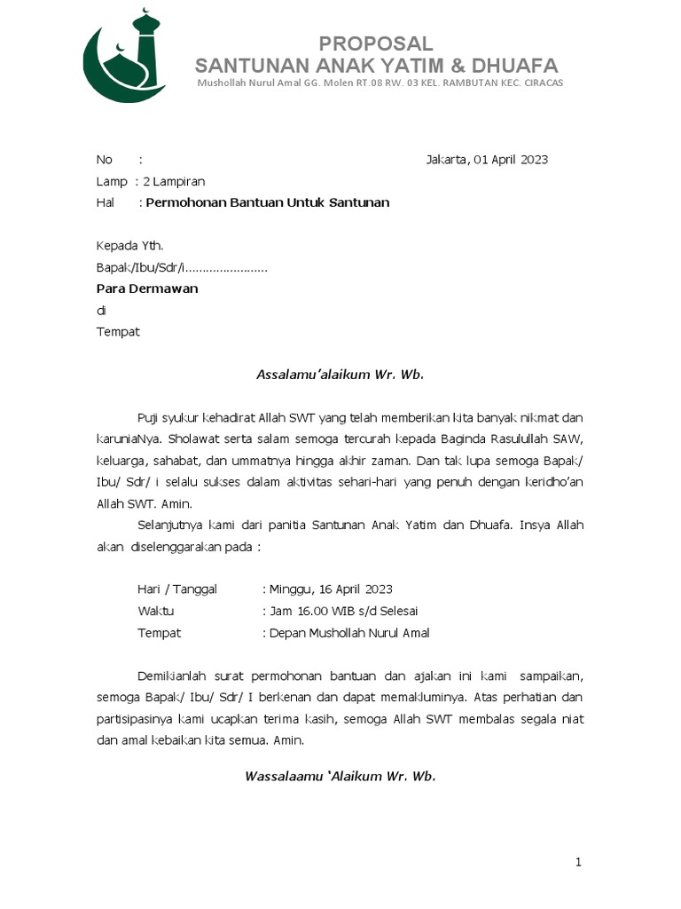 Proposal Anak Yatim | PDF